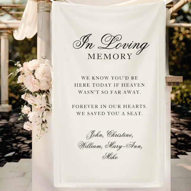 "In Loving Memory" Classic Wedding Memorial Beige Banner | Zazzle