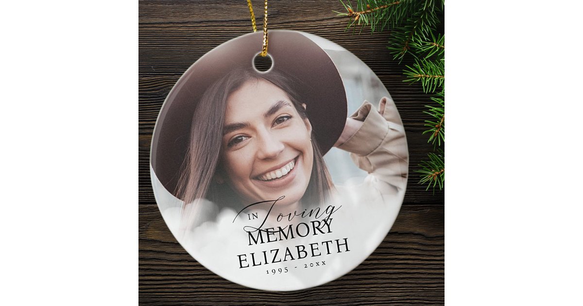 In Loving Memory Clouds Memorial Modern Photos Ceramic Ornament | Zazzle
