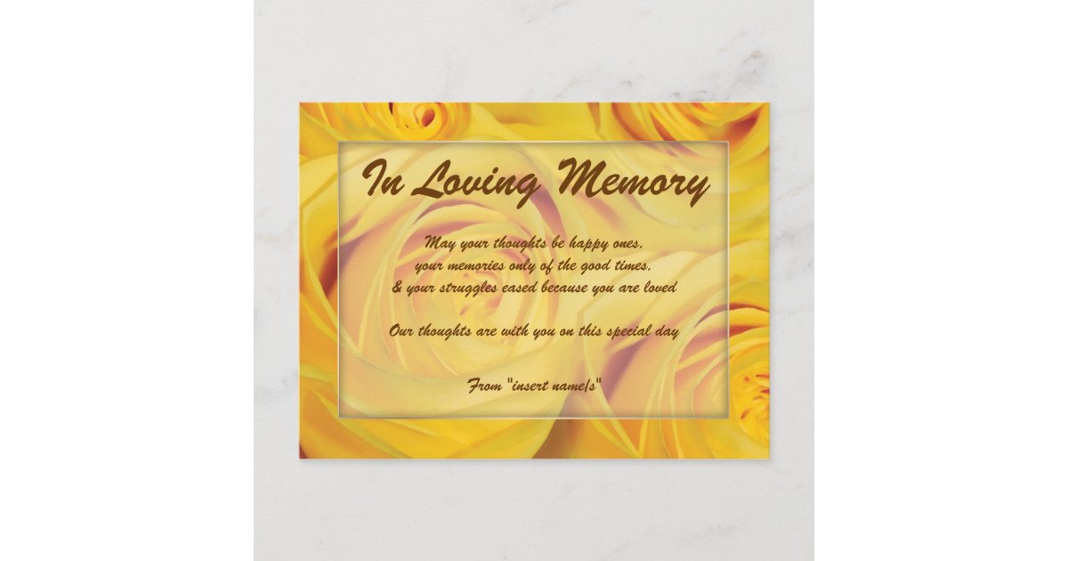 "In loving memory" condolence memorial death Postcard | Zazzle