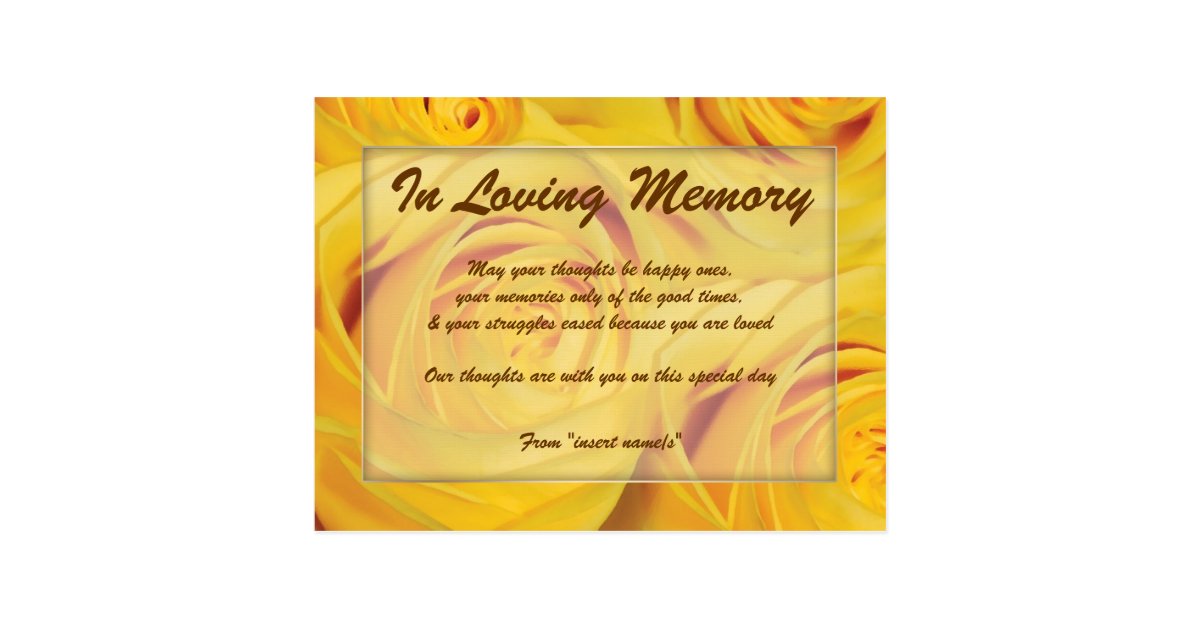 "In loving memory" condolence memorial death Postcard | Zazzle.com