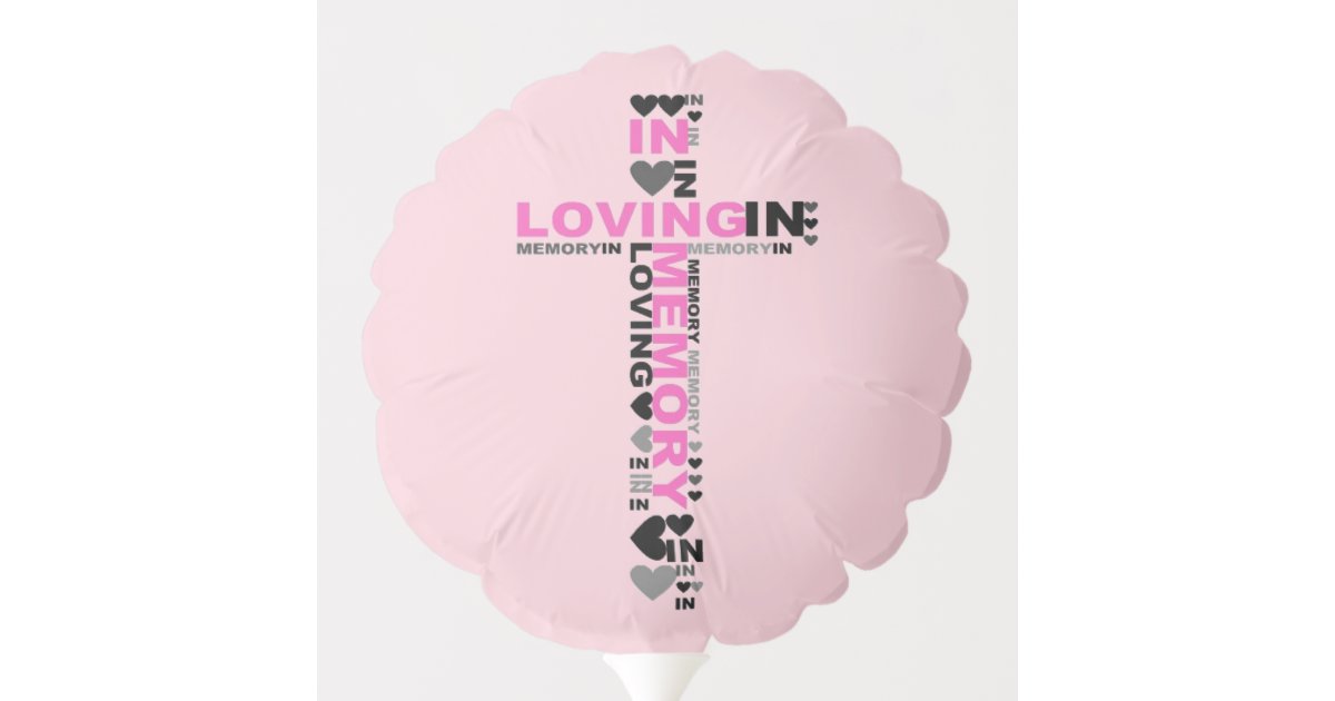 In Loving Memory Cross Pink Memorial Sympathy Balloon | Zazzle