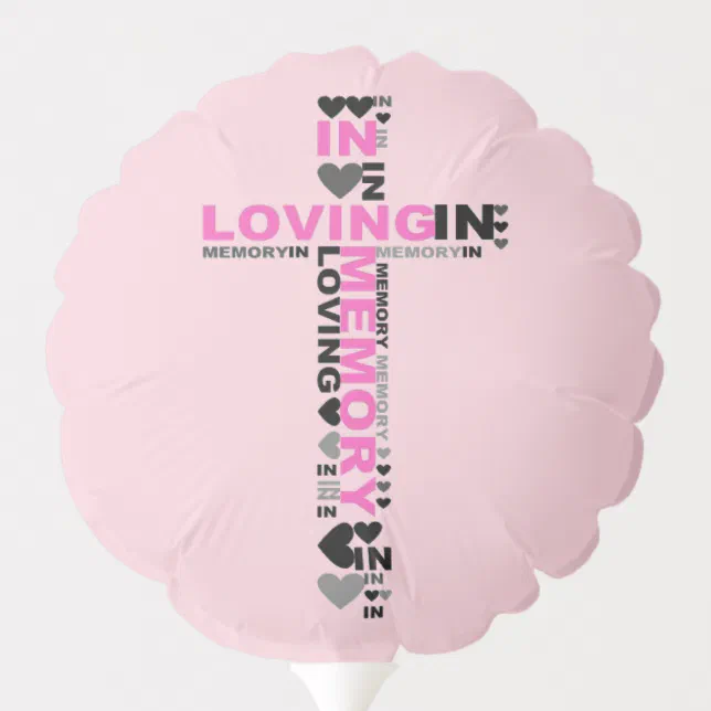 In Loving Memory Cross Pink Memorial Sympathy Balloon | Zazzle