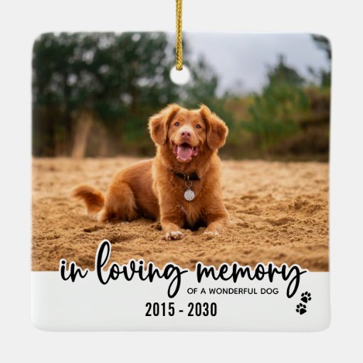 In Loving Memory - Custom Dog Photo Pet Memorial Ceramic Ornament | Zazzle