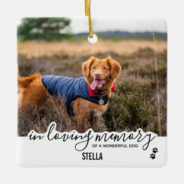 In Loving Memory - Custom Dog Photo Pet Memorial Ceramic Ornament | Zazzle