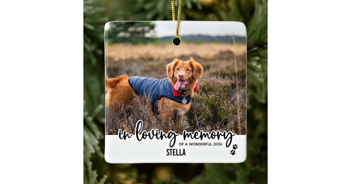 In Loving Memory - Custom Dog Photo Pet Memorial Ceramic Ornament | Zazzle