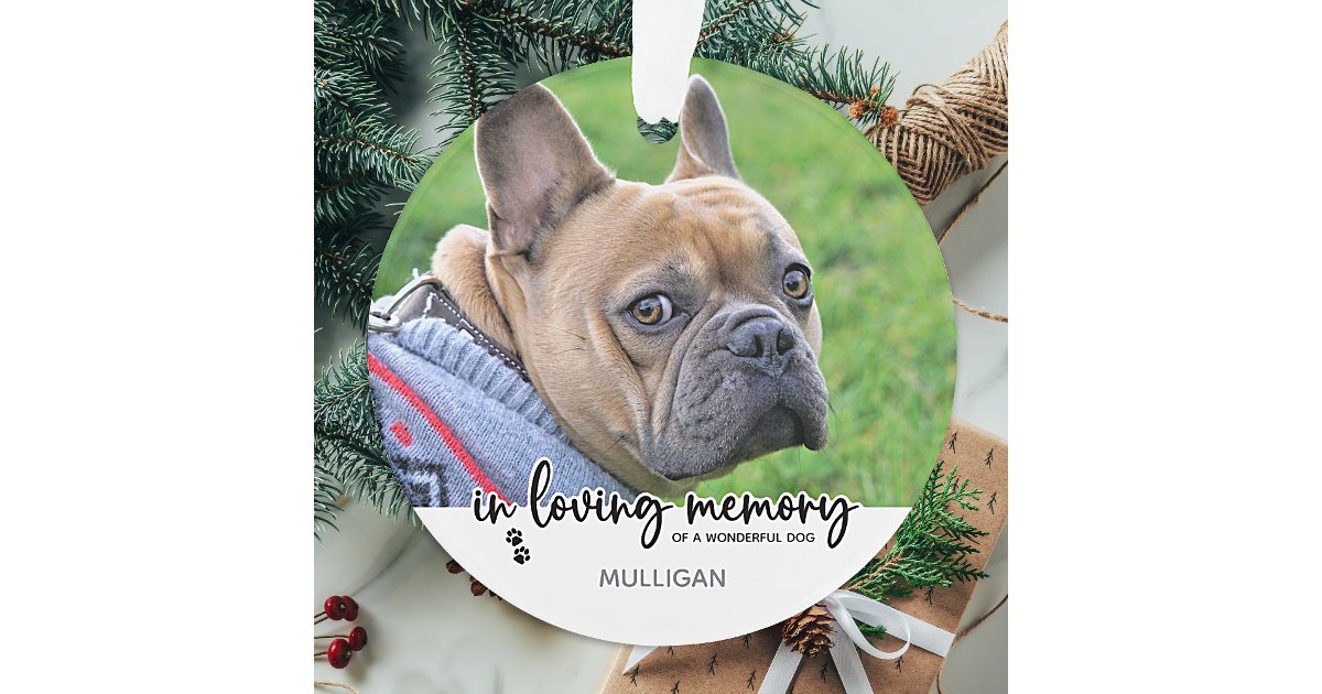 In Loving Memory - Custom Dog Photo Pet Memorial Ornament | Zazzle