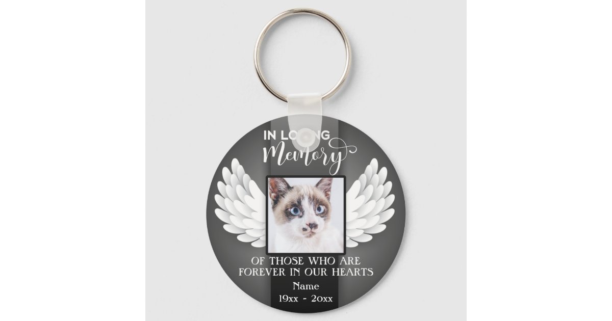 In Loving Memory Custom Photo, Cat Memorial Keychain | Zazzle