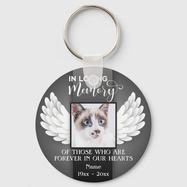 In Loving Memory Custom Photo, Cat Memorial Keychain | Zazzle