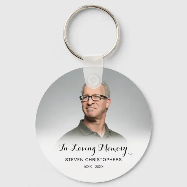 In Loving Memory Custom Photo Funeral Memorial Keychain | Zazzle