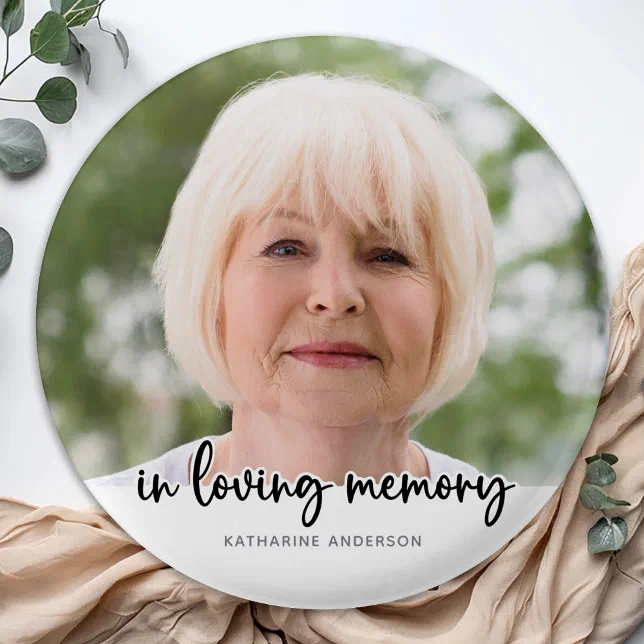 In Loving Memory Custom Photo Memorial Funeral Button | Zazzle