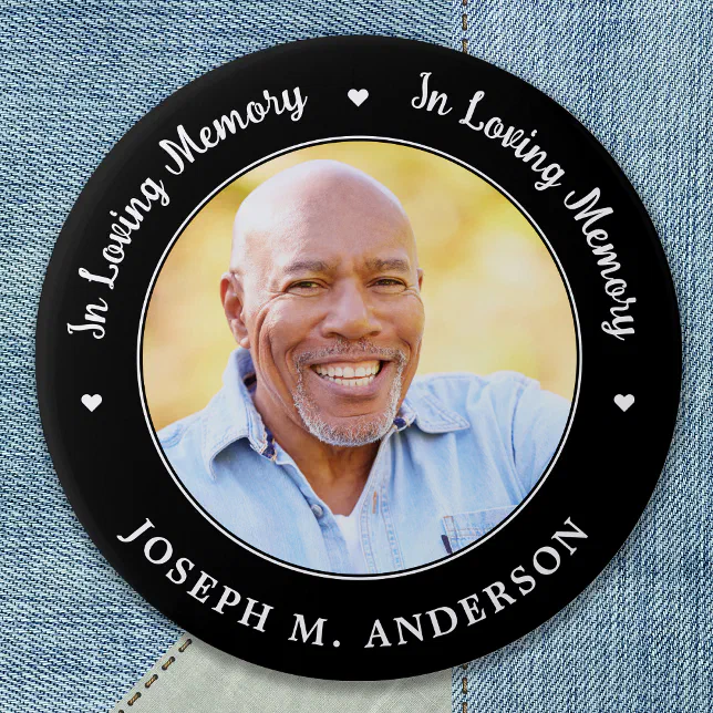 In Loving Memory Custom Photo Memorial Funeral Button | Zazzle