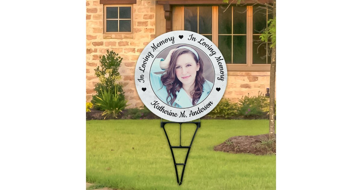 In Loving Memory Custom Photo Memorial Grave Sign | Zazzle