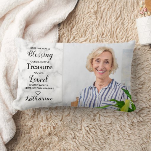 In Loving Memory Custom Photo Remembrance Memorial Lumbar Pillow | Zazzle
