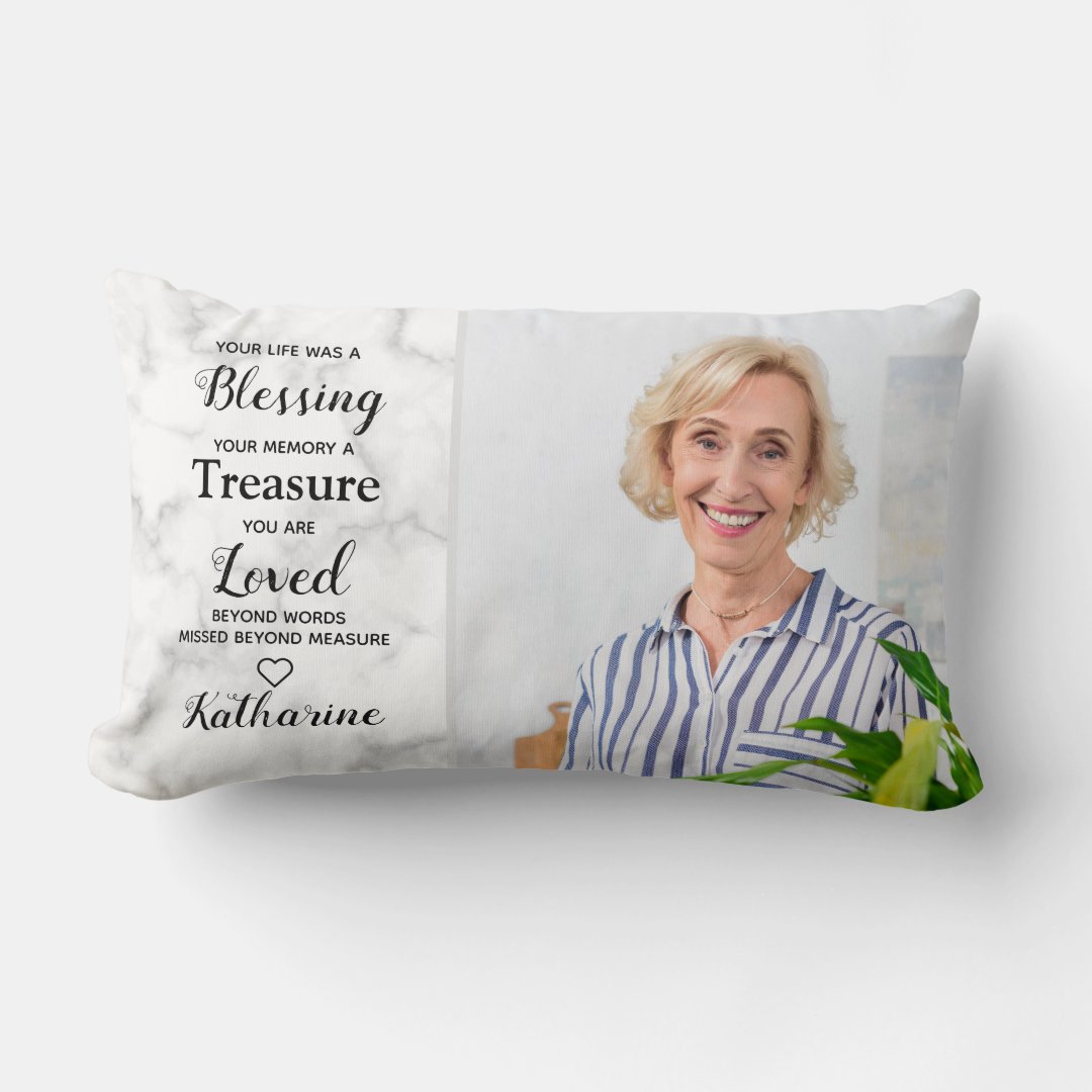 In Loving Memory Custom Photo Remembrance Memorial Lumbar Pillow | Zazzle