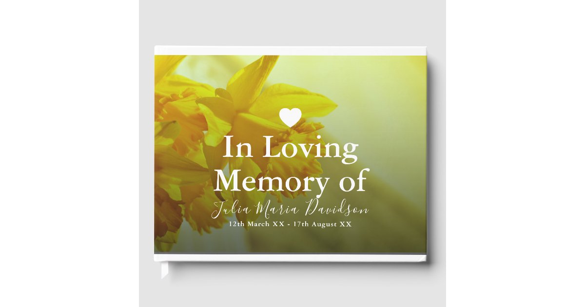 In Loving Memory | Daffodil Funeral Memorial Guest Book | Zazzle