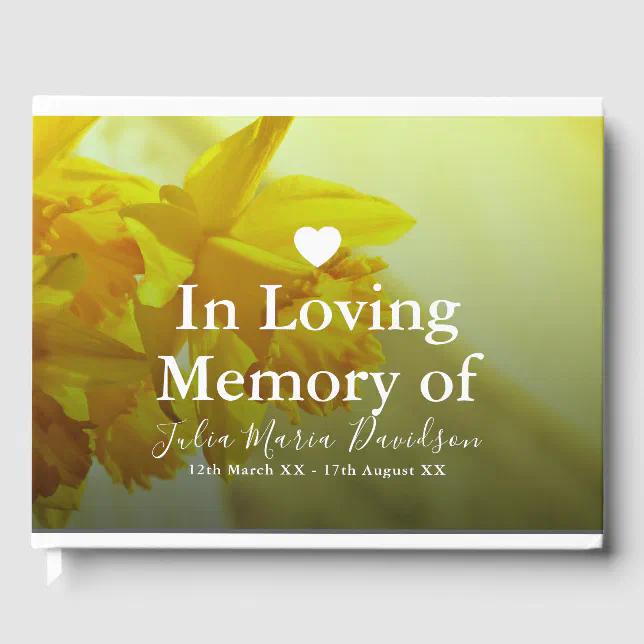 In Loving Memory | Daffodil Funeral Memorial Guest Book | Zazzle