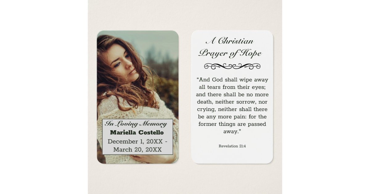 In Loving Memory [Daughter Photo] Prayer Card | Zazzle