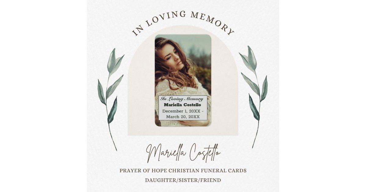 In Loving Memory [Daughter Photo] Prayer Card | Zazzle