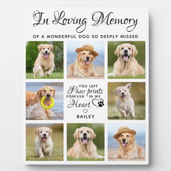 In Loving Memory Dog 11 Photo Collage Pet Memorial Plaque | Zazzle