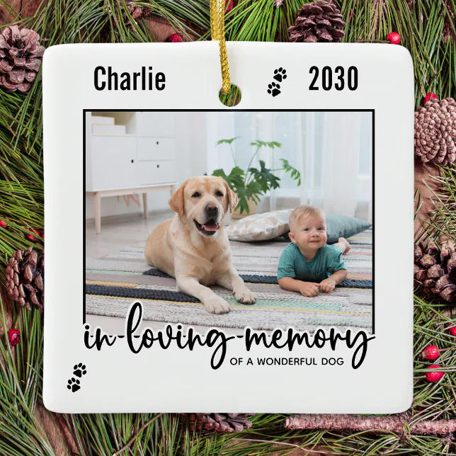 In Loving Memory Dog Pet Memorial Ceramic Ornament | Zazzle