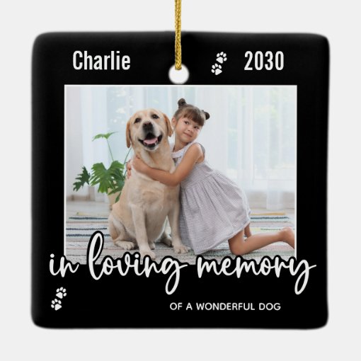 In Loving Memory Dog Photo Pet Loss Pet Memorial Ceramic Ornament | Zazzle