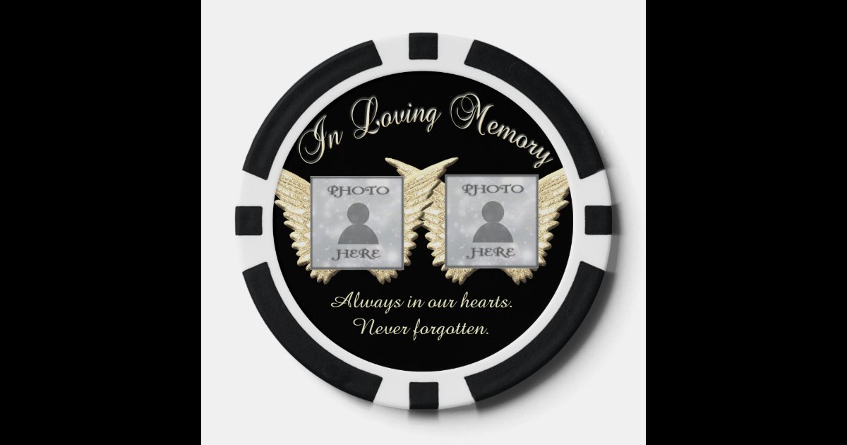 In Loving Memory Double Memorial Photo Remembrance Poker Chips | Zazzle