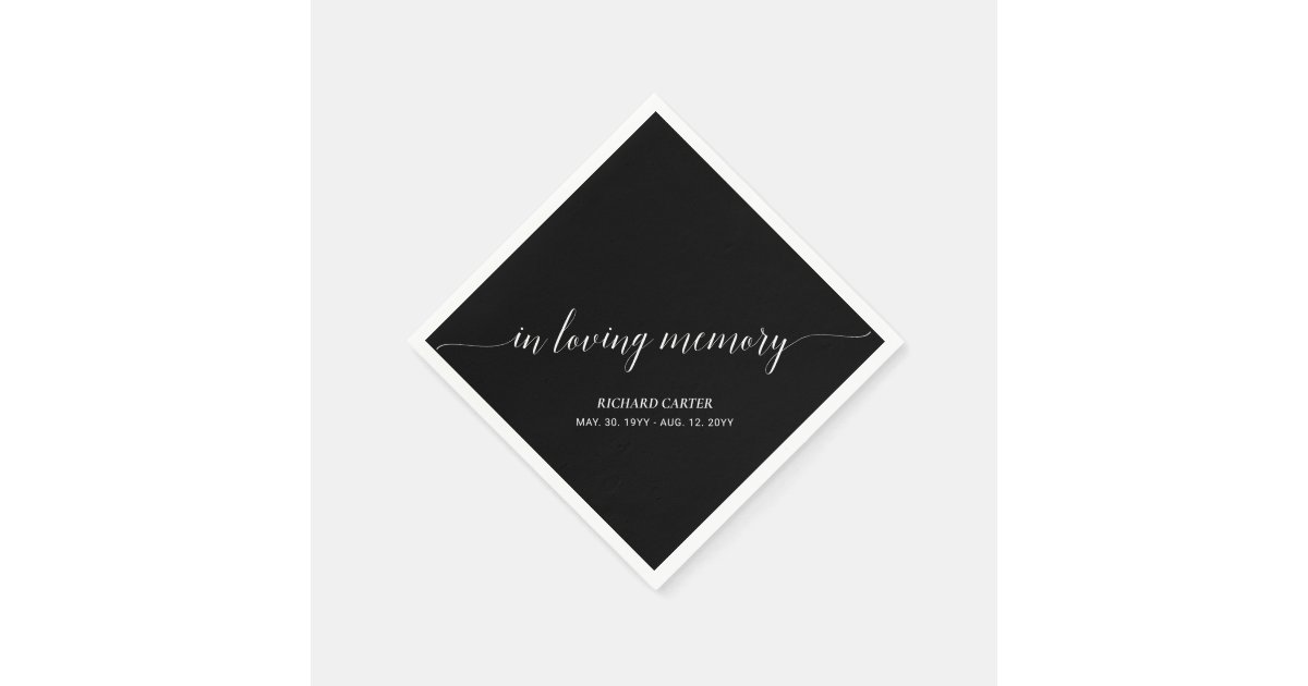 In Loving Memory | Elegant Script Memorial Funeral Napkins | Zazzle