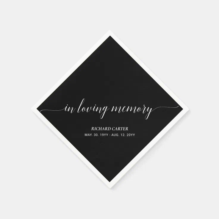 In Loving Memory | Elegant Script Memorial Funeral Napkins | Zazzle
