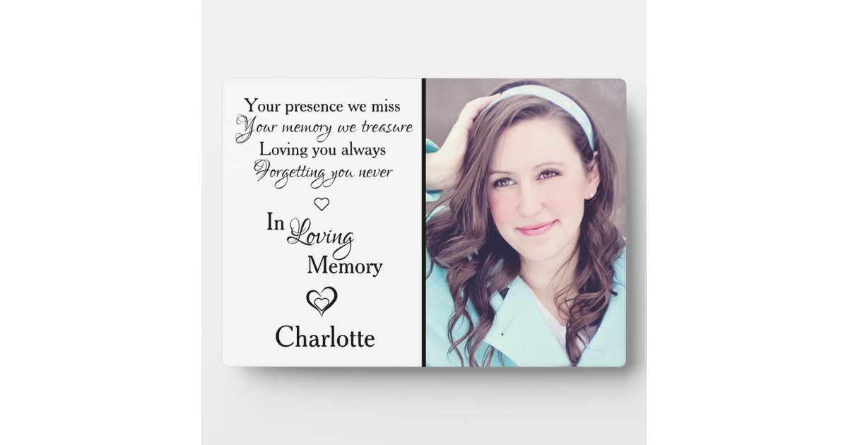 In Loving Memory Family Photo Keepsake Memorial Plaque | Zazzle