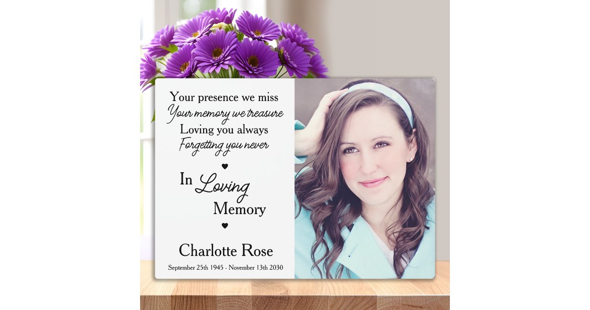 In Loving Memory Family Photo Keepsake Memorial Plaque | Zazzle
