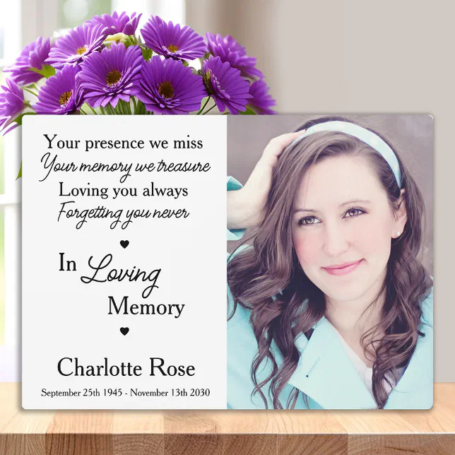 In Loving Memory Family Photo Keepsake Memorial Plaque | Zazzle
