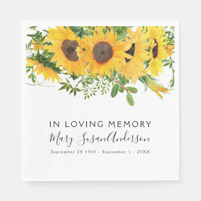 In Loving Memory Floral Funeral Memorial Wake Napkins | Zazzle