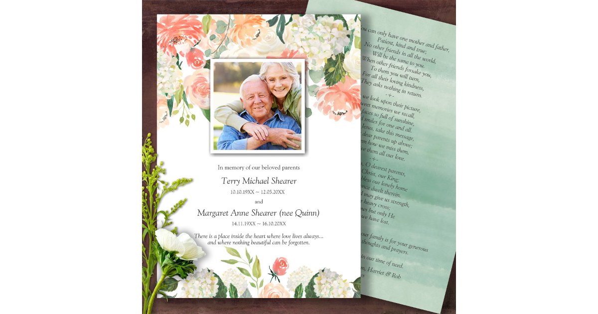 In Loving Memory Floral Funeral Thank You Card | Zazzle