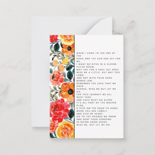 In Loving Memory Floral Photo Poem Card | Zazzle