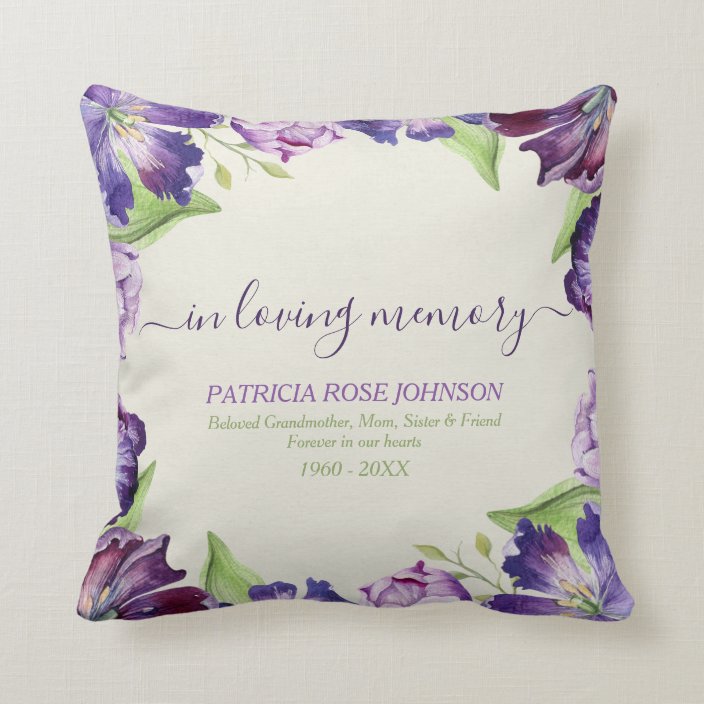 In Loving Memory Floral Tulips Photo Tribute Throw Pillow | Zazzle.com