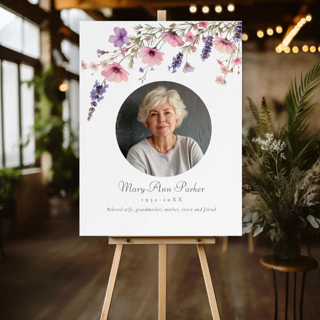 "In Loving Memory" Flower Photo Funeral Memorial Foam Board | Zazzle