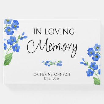 In Loving Memory Forget me Not Floral Condolences Guest Book | Zazzle