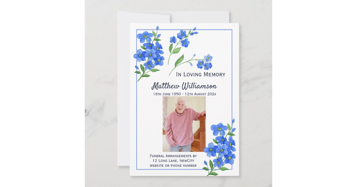In Loving Memory Forget Me Not Funeral Card | Zazzle