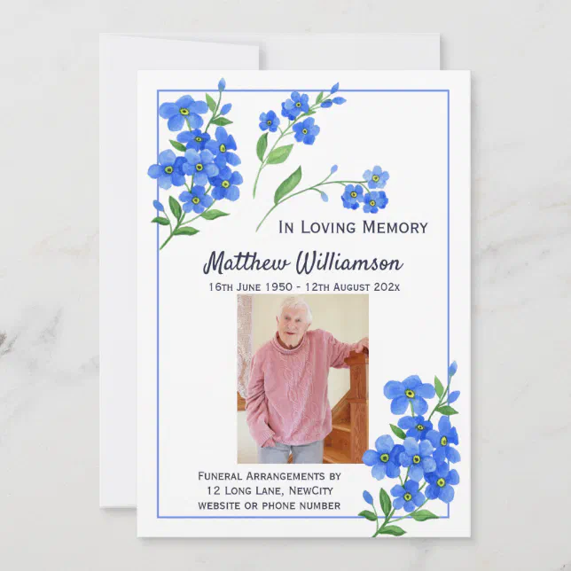 In Loving Memory Forget Me Not Funeral Card | Zazzle