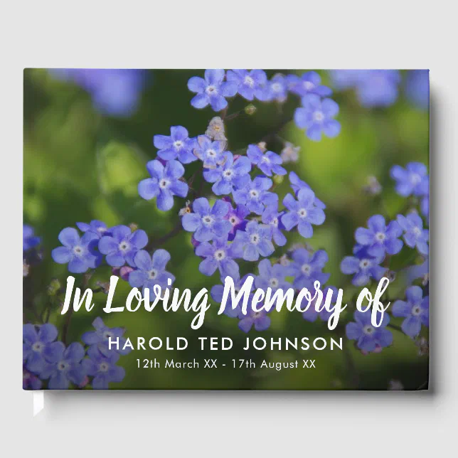 In Loving Memory | Forget-Me-Not Funeral Memorial Guest Book | Zazzle