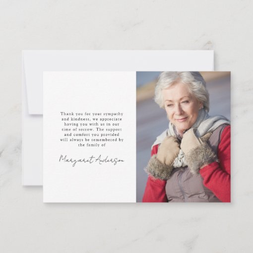In Loving Memory | Four Photos Funeral Sympathy Thank You Card | Zazzle