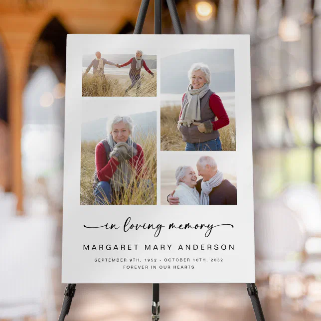 In Loving Memory | Four Photos Funeral Welcome Foam Board | Zazzle