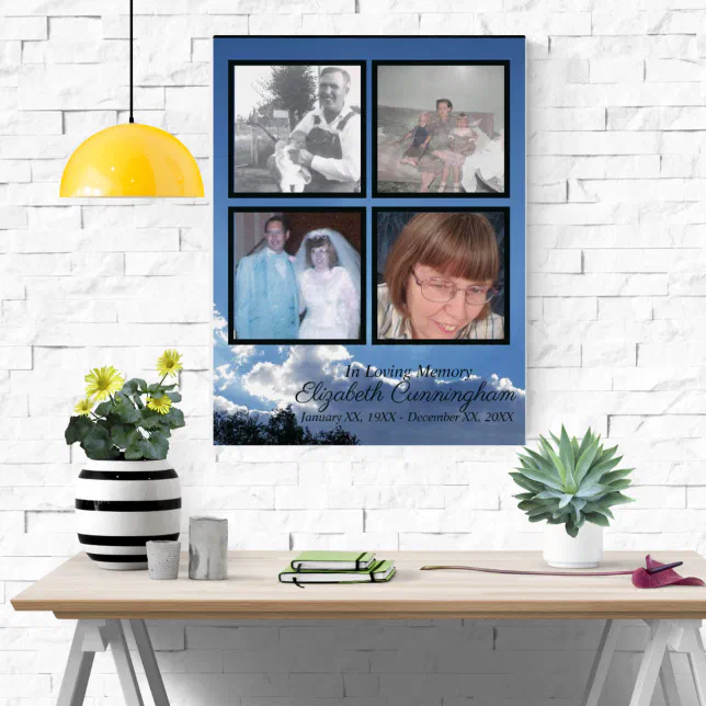 In Loving Memory Four Photos Light Behind Clouds Foam Board | Zazzle