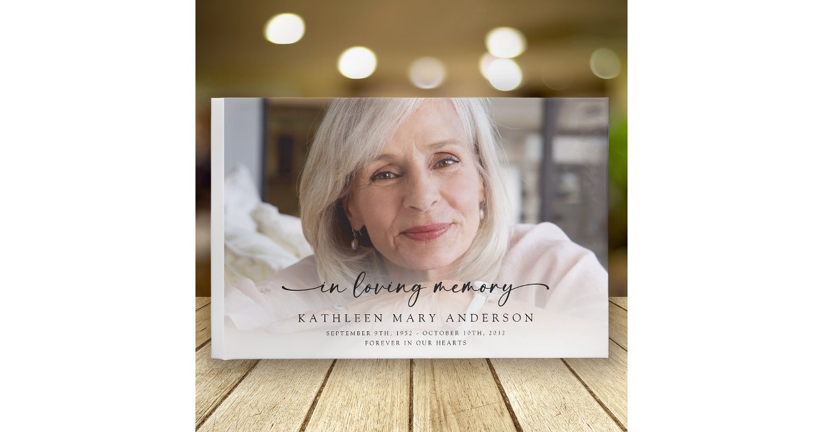 In Loving Memory Full Photo Funeral Guest Book | Zazzle