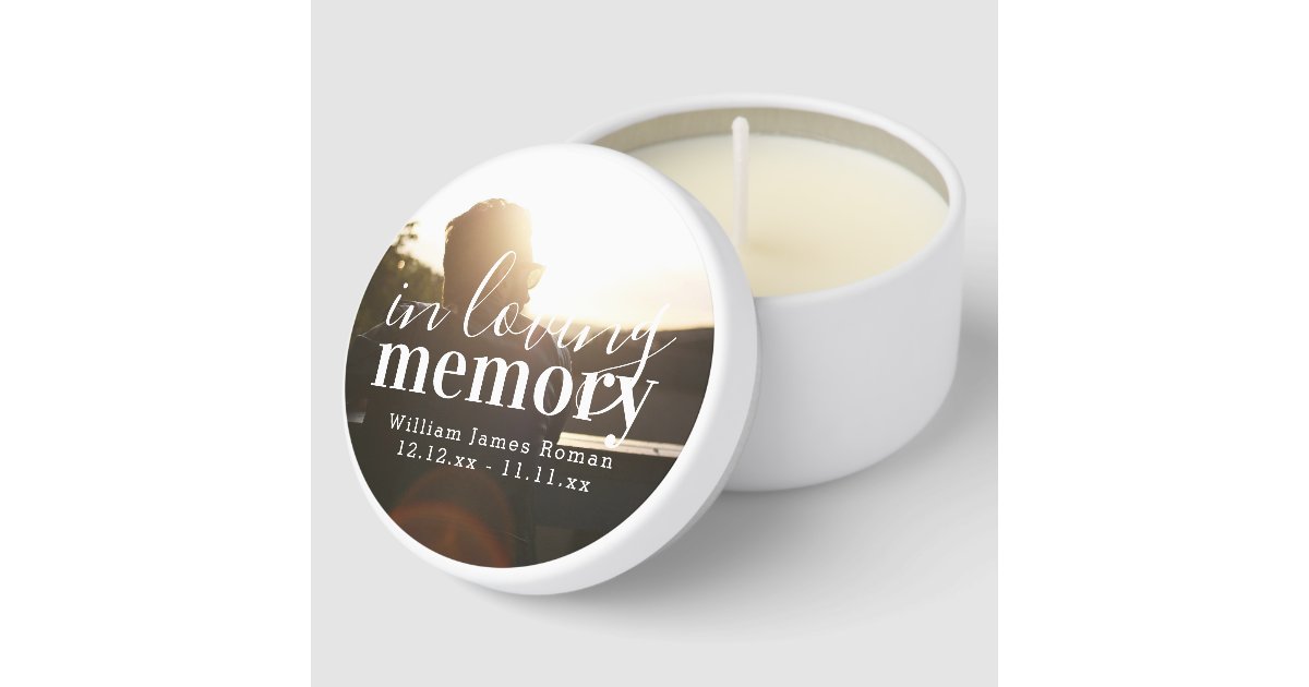 In Loving Memory Funeral Light a Candle Mini Candle Favors | Zazzle