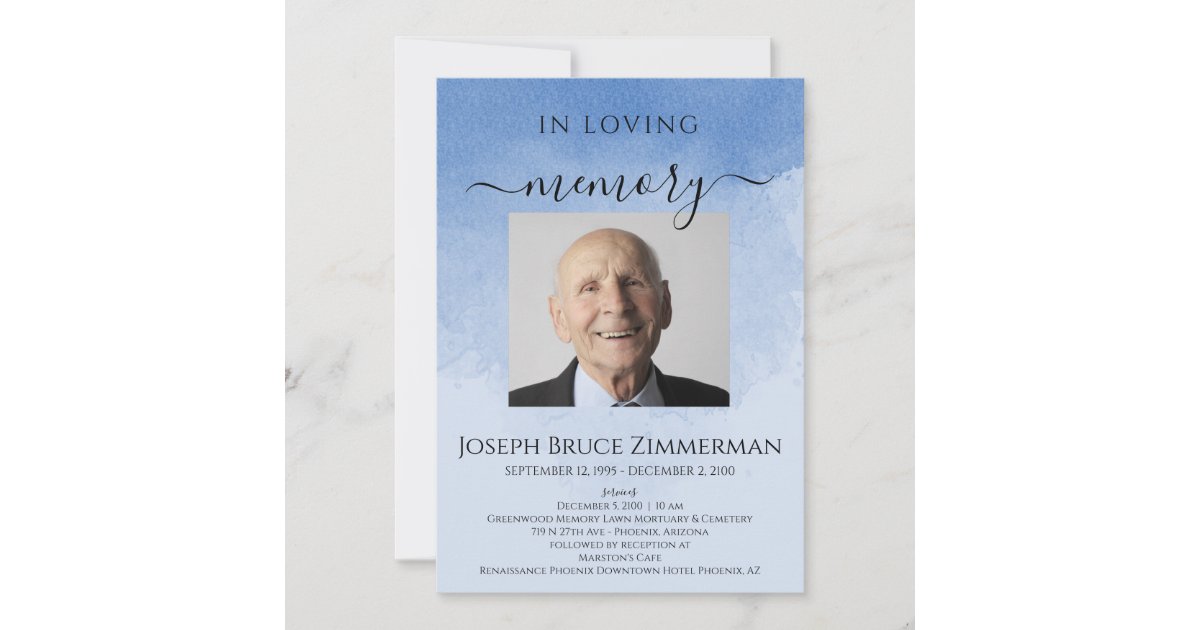 In Loving Memory Funeral Memorial Service Photo Invitation | Zazzle