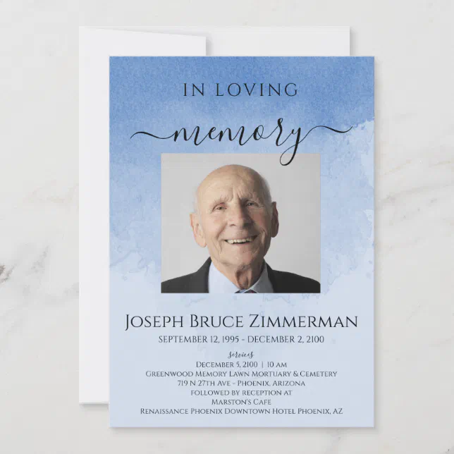 In Loving Memory Funeral Memorial Service Photo Invitation | Zazzle