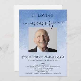 In Loving Memory Funeral Memorial Service Photo Invitation | Zazzle