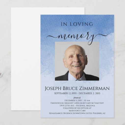 In Loving Memory Funeral Memorial Service Photo Invitation | Zazzle