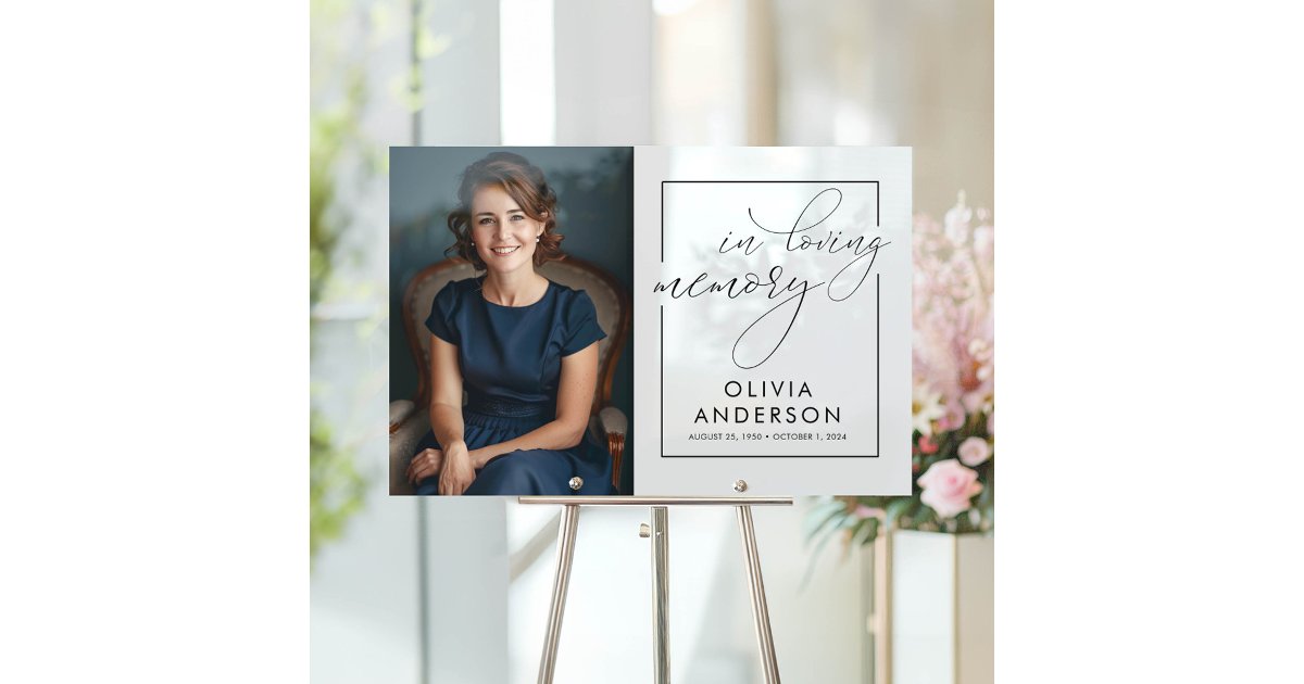 In Loving Memory Funeral Memorial Welcome Photo Acrylic Sign | Zazzle